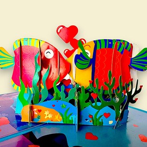 KISSING FISH Pop up Card - 3D Tropical Fish Card - Aquarium Fish Card ...