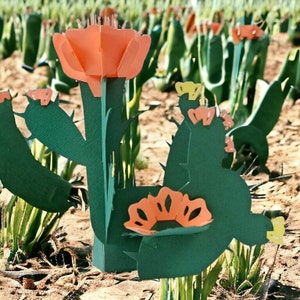 CACTUS FLOWERS Pop up Card - 3D Saguaro Cactus Card - Popup Cactus ...