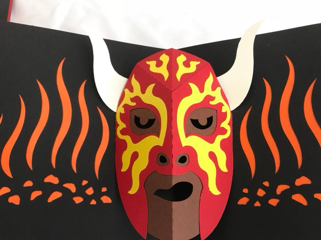 Mexican Devil Mask Pop up Card: Lucha Libre Birthday - Etsy