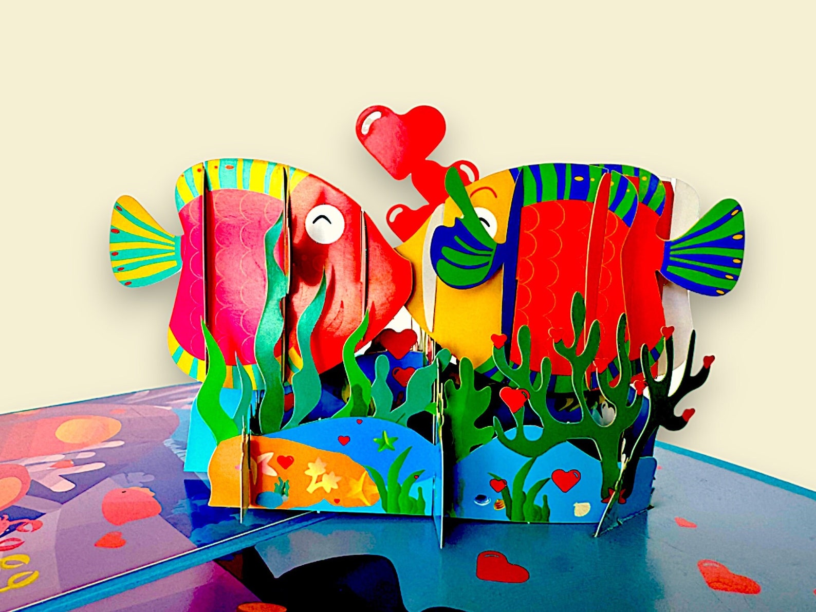 KISSING FISH Pop up Card - 3D Tropical Fish Card - Aquarium Fish Card ...