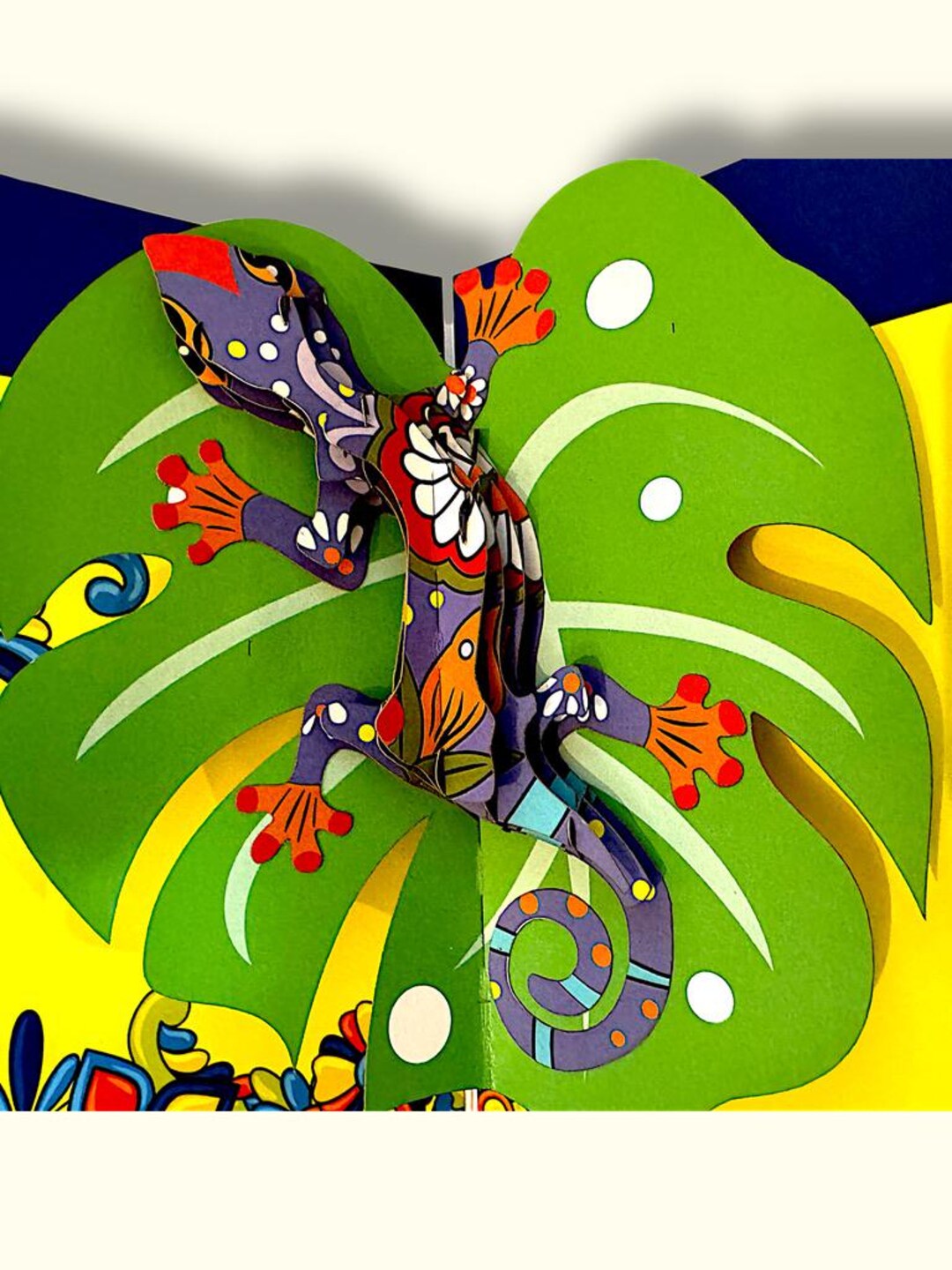 Mexican Folk Art Lizard Pop up Card: 3D Talavera Alebrije Salamander - Etsy
