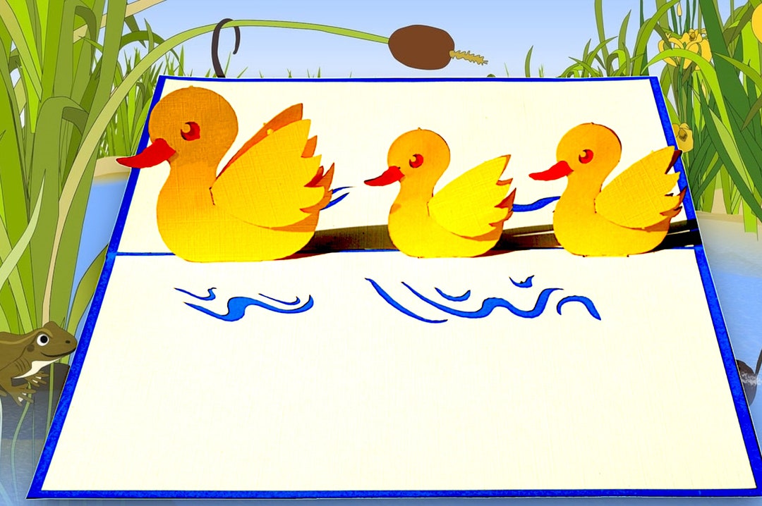 LUCKY DUCKS Pop up Card - Baby Shower - Mama & Baby Ducks - 3D Duck ...