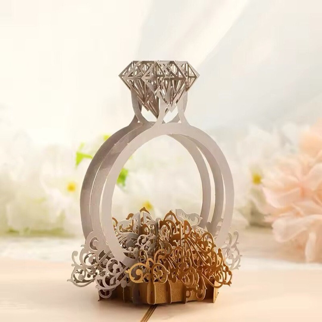 Blingbling DIAMOND RING Pop up Card - Engagement Card - 3D Proposal ...