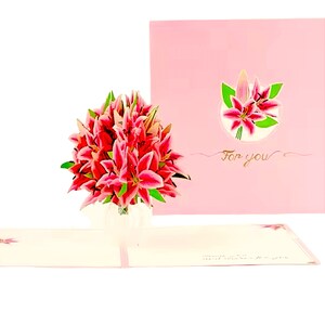 STARGAZER LILY Pop up Card 3D Pink Floral Lily Card Lily Flower Card ...