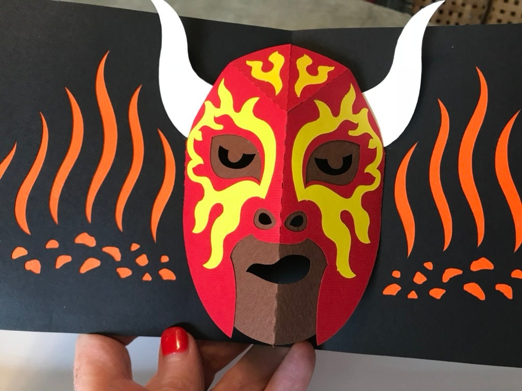 Mexican Devil Mask Pop up Card: Lucha Libre Birthday - Etsy