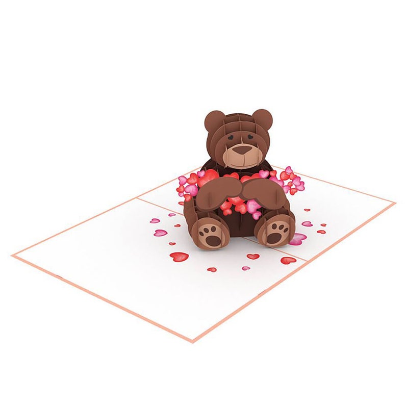 SWEETY BEAR Teddy Bear Pop up Card Love New Baby Valentine Handmade 3D ...