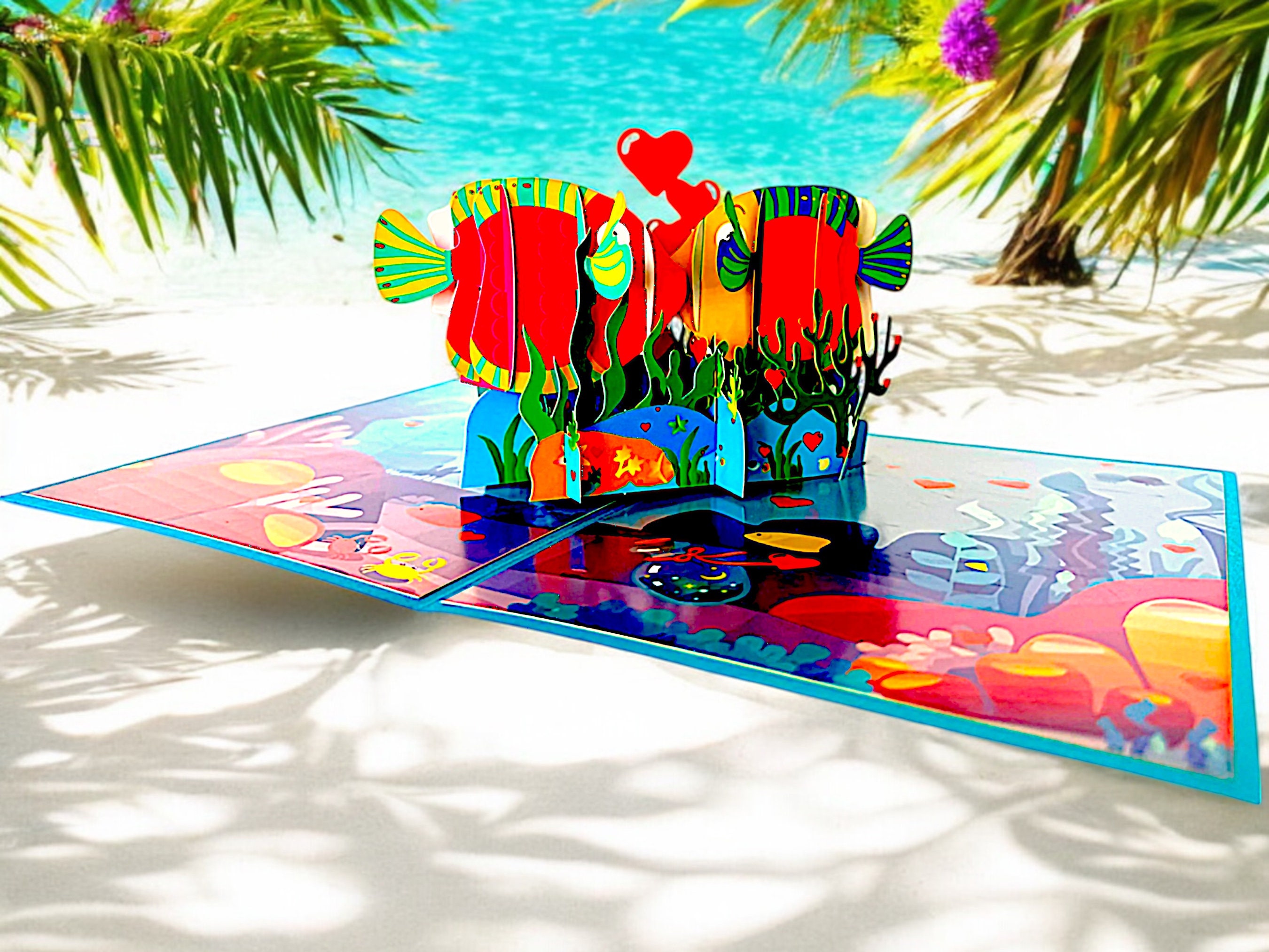 Kissing Fish Pop-up Card: 3D Tropical Ocean Love - Etsy