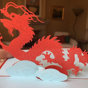 RED CHINESE DRAGON Pop up Card - Chinese New Year Card - 3D Year of the ...