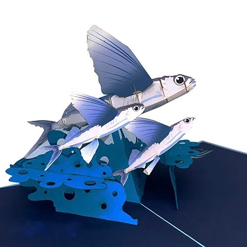 FLYING FISH Pop up Card Life of Pi Card Hand Assembled Pop up Fish Card ...