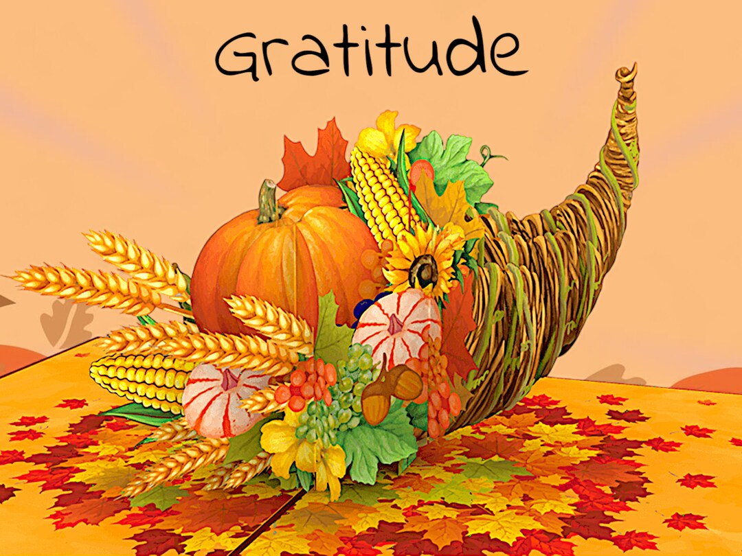 THANKSGIVING BLESSINGS Pop up Card Cornucopia Greeting Card Family ...