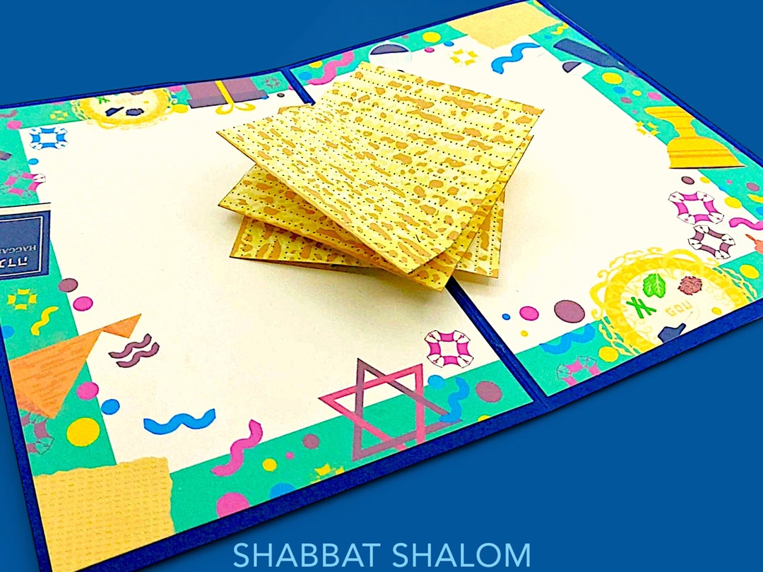 SHABBAT SHALOM Jewish Pop up Card - 3D Matzoh Crackers - Happy Seder ...
