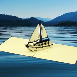 SAILBOAT Pop up Card - Boat Popup Card - Sailor Card - 3D Ocean Card ...