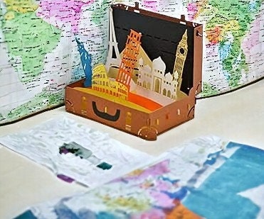 3D Suitcase Pop up Card: Passport, World Travel, Honeymoon Gift - Etsy