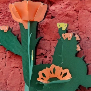 CACTUS FLOWERS Pop up Card - 3D Saguaro Cactus Card - Popup Cactus ...