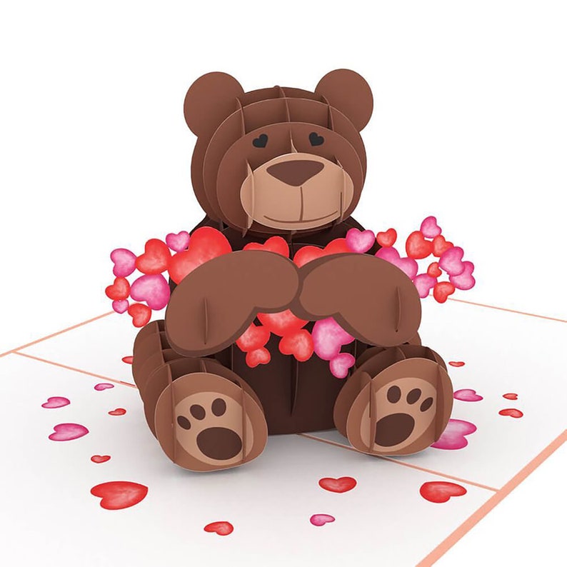 SWEETY BEAR Teddy Bear Pop up Card Love New Baby Valentine Handmade 3D ...