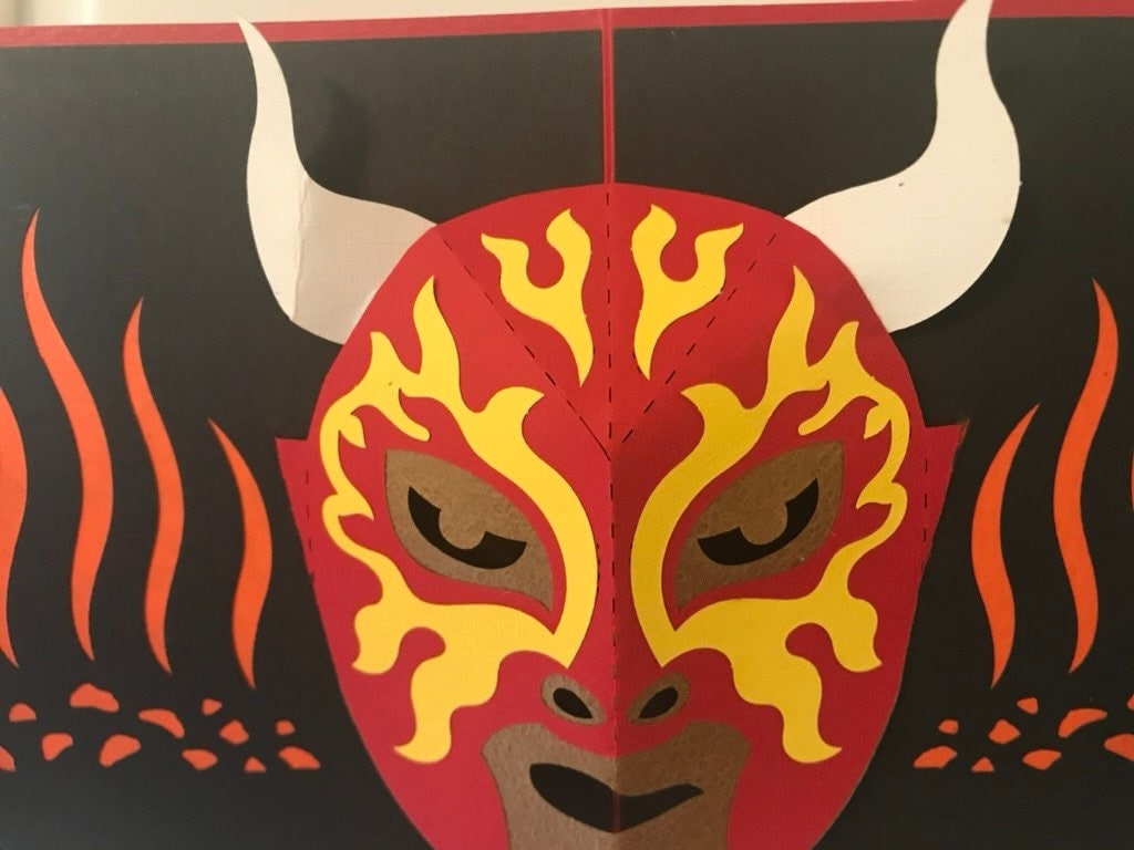 Mexican Devil Mask Pop up Card: Lucha Libre Birthday - Etsy