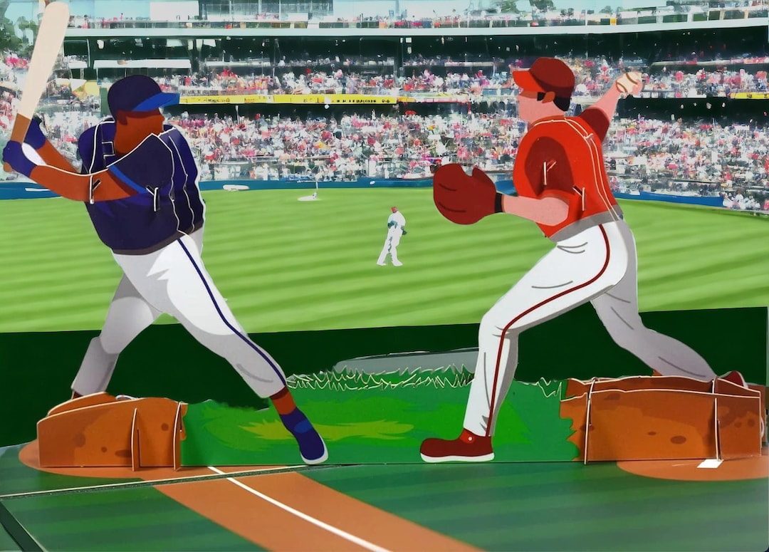 BASEBALL Pop up Card - 3D Batter Up! - 3-D Baseball Card - Sport Pop up ...