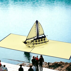 SAILBOAT Pop up Card - Boat Popup Card - Sailor Card - 3D Ocean Card ...