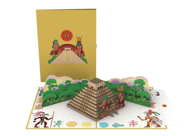MAYAN GODS Popup Card - Mexican Pyramid Card - Chichén Itzá - Mexican ...