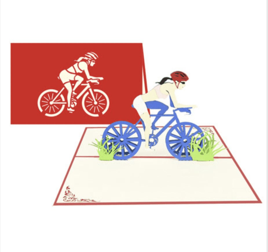 FEMALE CYCLIST Pop up Card Woman Bike Rider Bike Racer Woman Cyclist ...