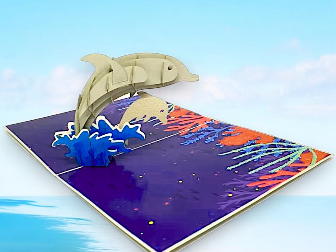 DOLPHINS Pop up Card - Bottlenose Dolphin Design - Miami Dolphins - 3D ...