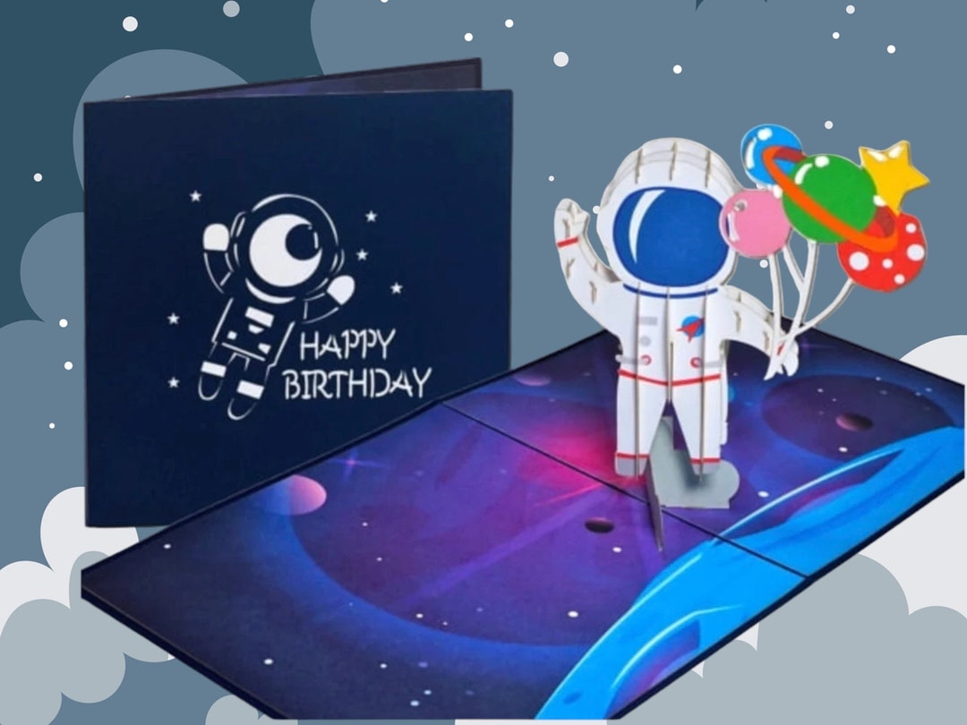 ASTRONAUT BIRTHDAY Pop up Card Space Lovers Card 3D Outer Space NASA ...
