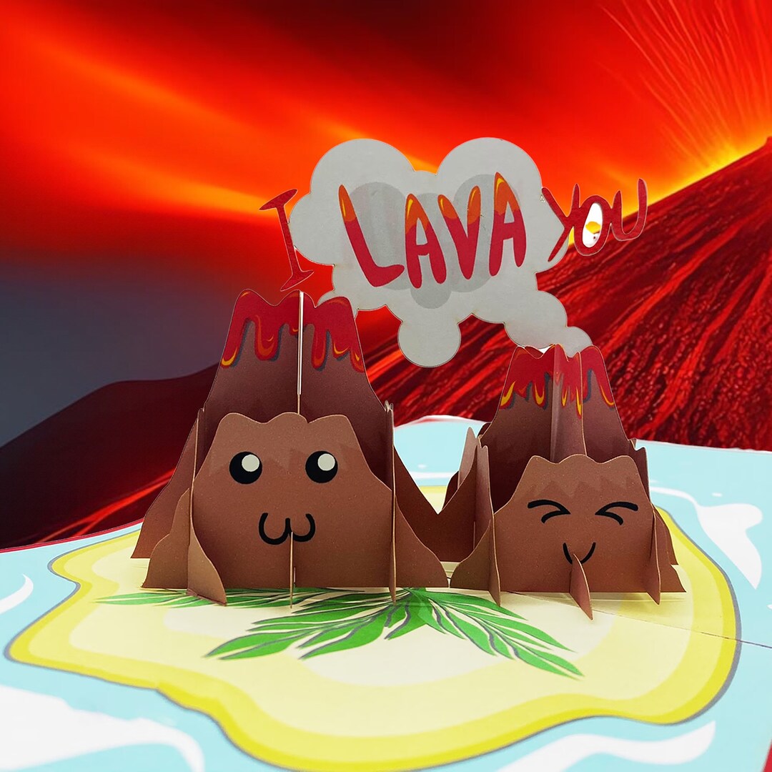 I LAVA YOU Volcano Pop up Card Molten Valentine Lava Love Engagement ...
