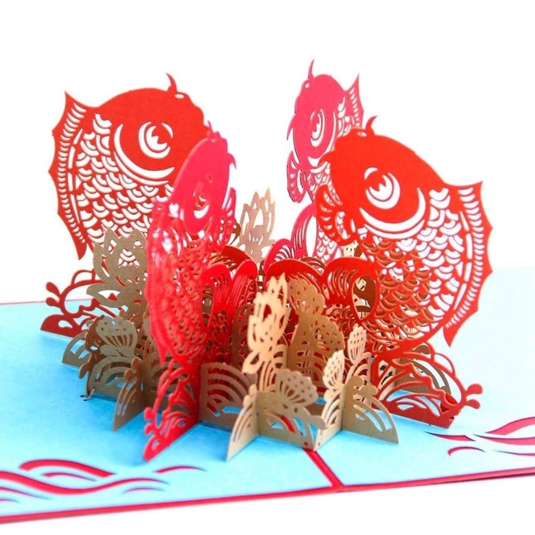 Koi Fish Pop up Card: Good Fortune, Strength & Recovery - Etsy
