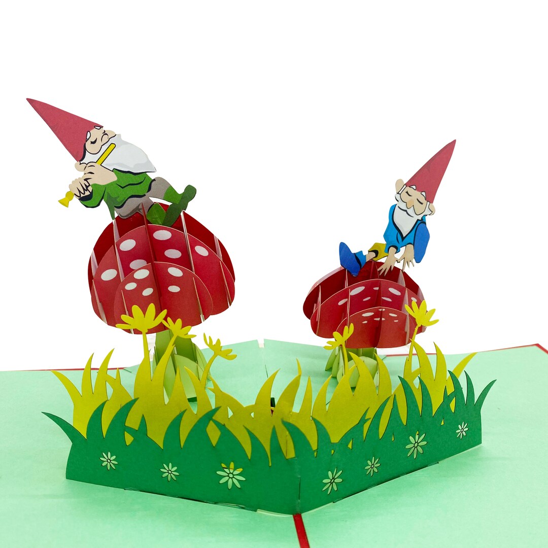 Garden Gnomes Pop up Card: Magic Mushroom, Good Luck - Etsy
