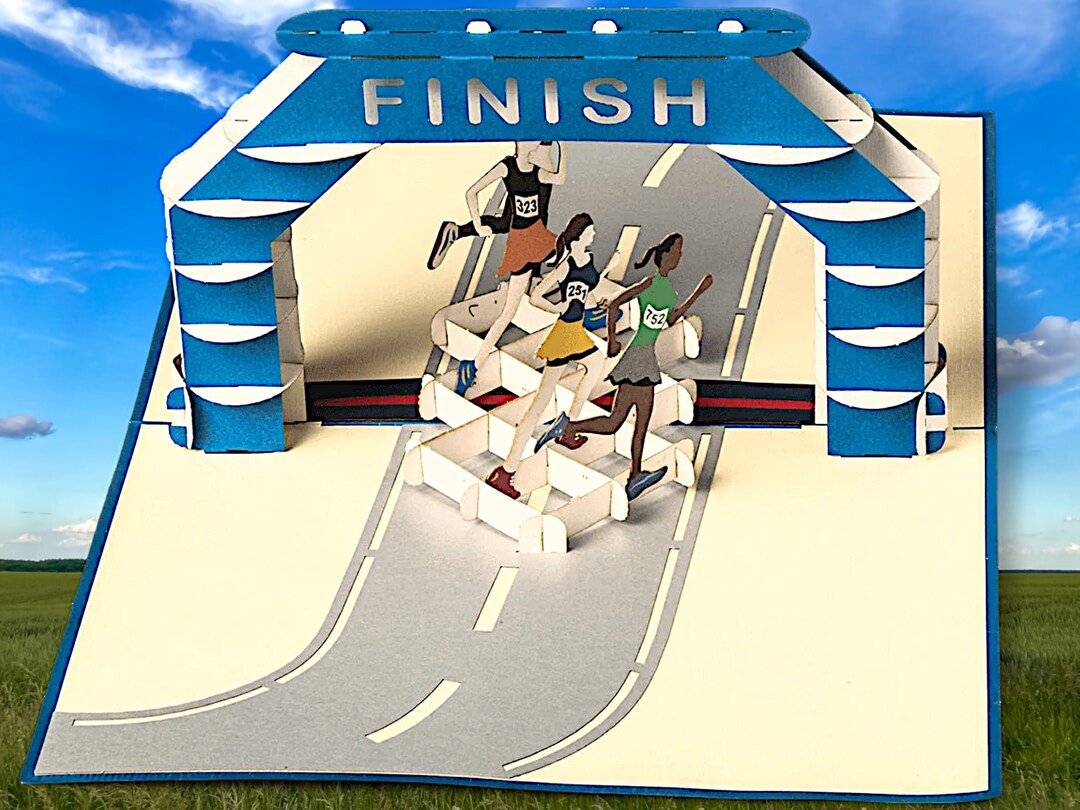 FINISH LINE Pop up Card - Run Like A Girl - Women Runners Greeting Card ...