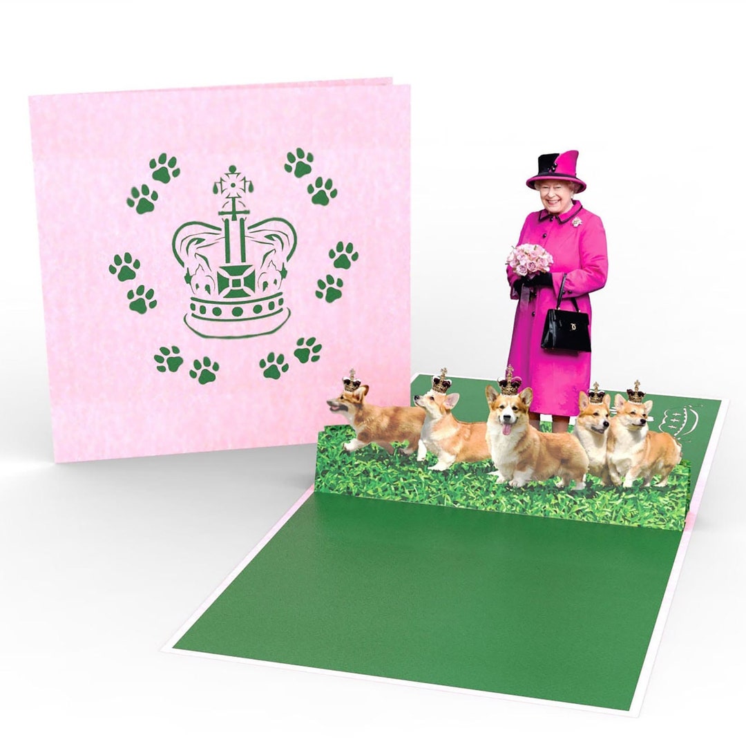 Queen Elizabeth & Corgis Pop-up Card - Handmade 3D Birthday Card - Etsy