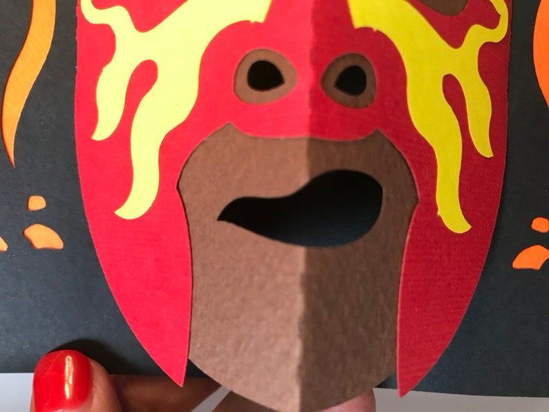Mexican Devil Mask Pop up Card: Lucha Libre Birthday - Etsy