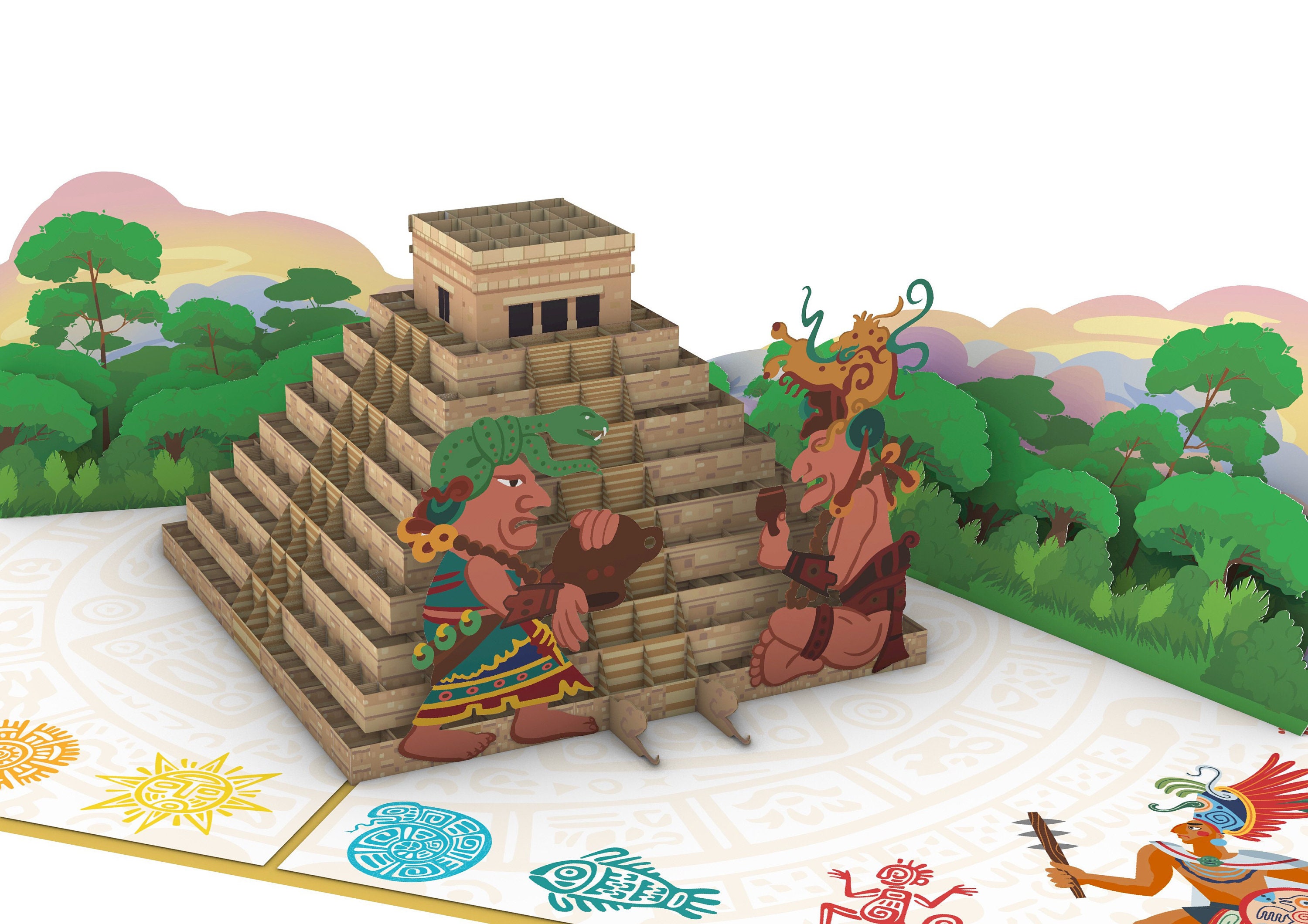 MAYAN GODS Popup Card Mexican Pyramid Card Chichén Itzá Mexican ...
