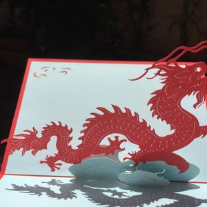 RED CHINESE DRAGON Pop up Card - Chinese New Year Card - 3D Year of the ...