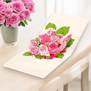 DREAMY PINK ROSES Pop up Card - Life is a Dream - 3D Rose Bouquet Card ...
