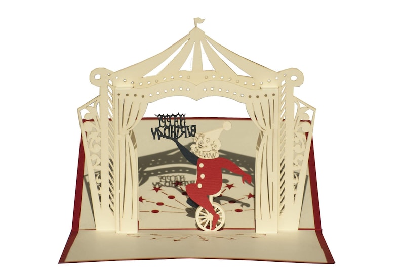Circus Clown Pop-up Birthday Card – 3D Unicycle Surprise Under the Big ...