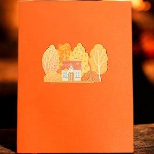 Autumn Cottage Pop up Card: 3D Fall Foliage Blessings, Thanksgiving ...