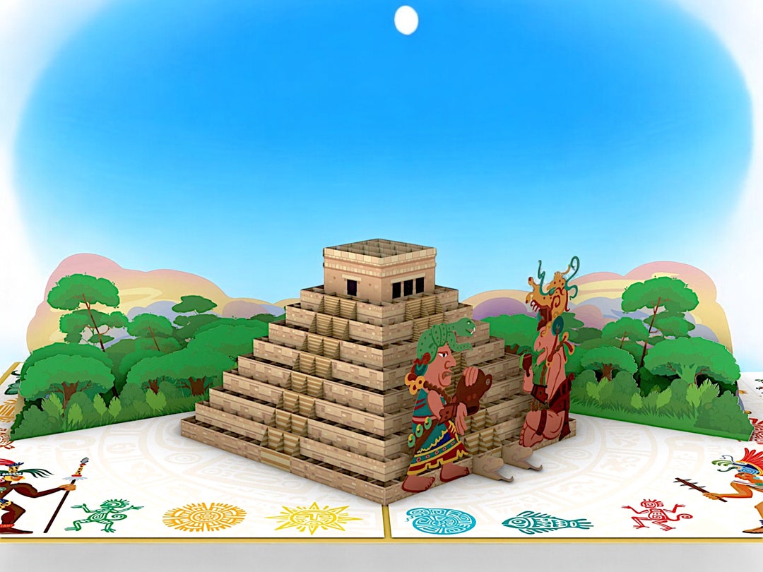 MAYAN GODS Popup Card - Mexican Pyramid Card - Chichén Itzá - Mexican ...