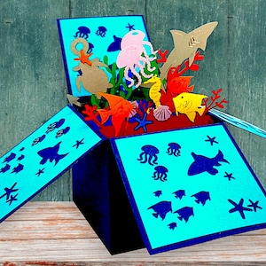 OCEAN Pop up Card - Scuba Diver Card - Shark 3d Card - Fish Pop up Card ...