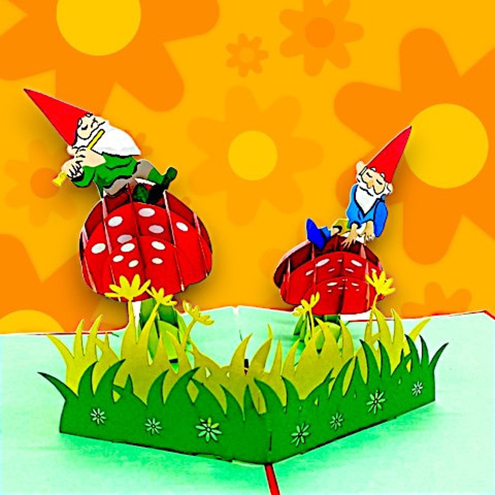 Garden Gnomes Pop up Card: Magic Mushroom, Good Luck - Etsy