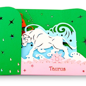 TAURUS BULL ZODIAC Pop up Card, Astrology Card, Zodiac Birthday Card ...