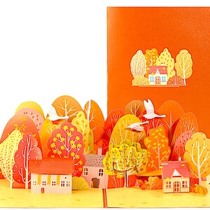 Autumn Cottage Pop up Card: 3D Fall Foliage Blessings, Thanksgiving ...