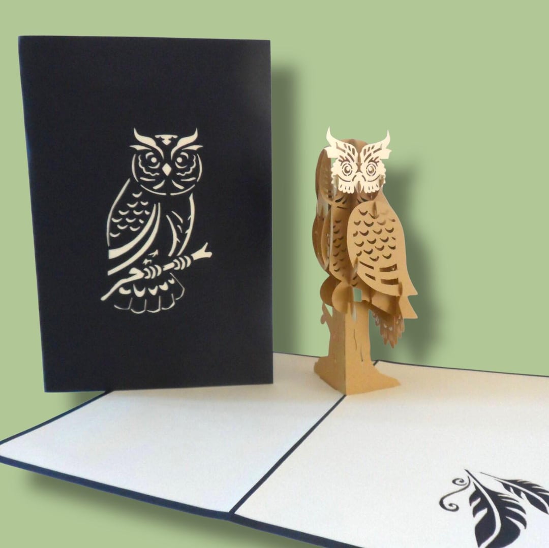 Great Horned Owl Pop-up Card – Handmade Wisdom Gift - Etsy