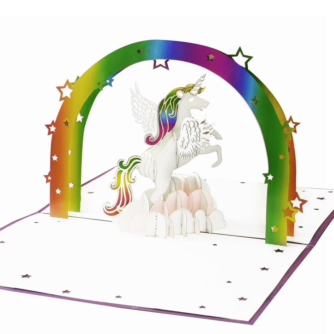 RAINBOW UNICORN Pop up Card, Version 1, 3D Unicorn Card PRIDE Unicorn ...