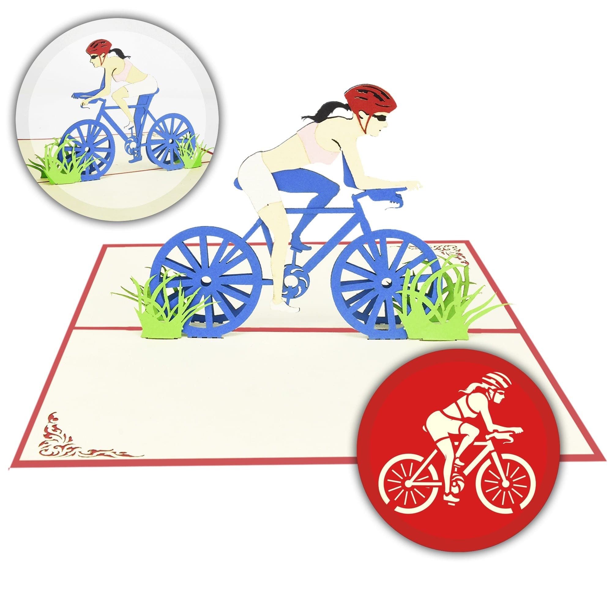 FEMALE CYCLIST Pop up Card Woman Bike Rider Bike Racer Woman Cyclist ...