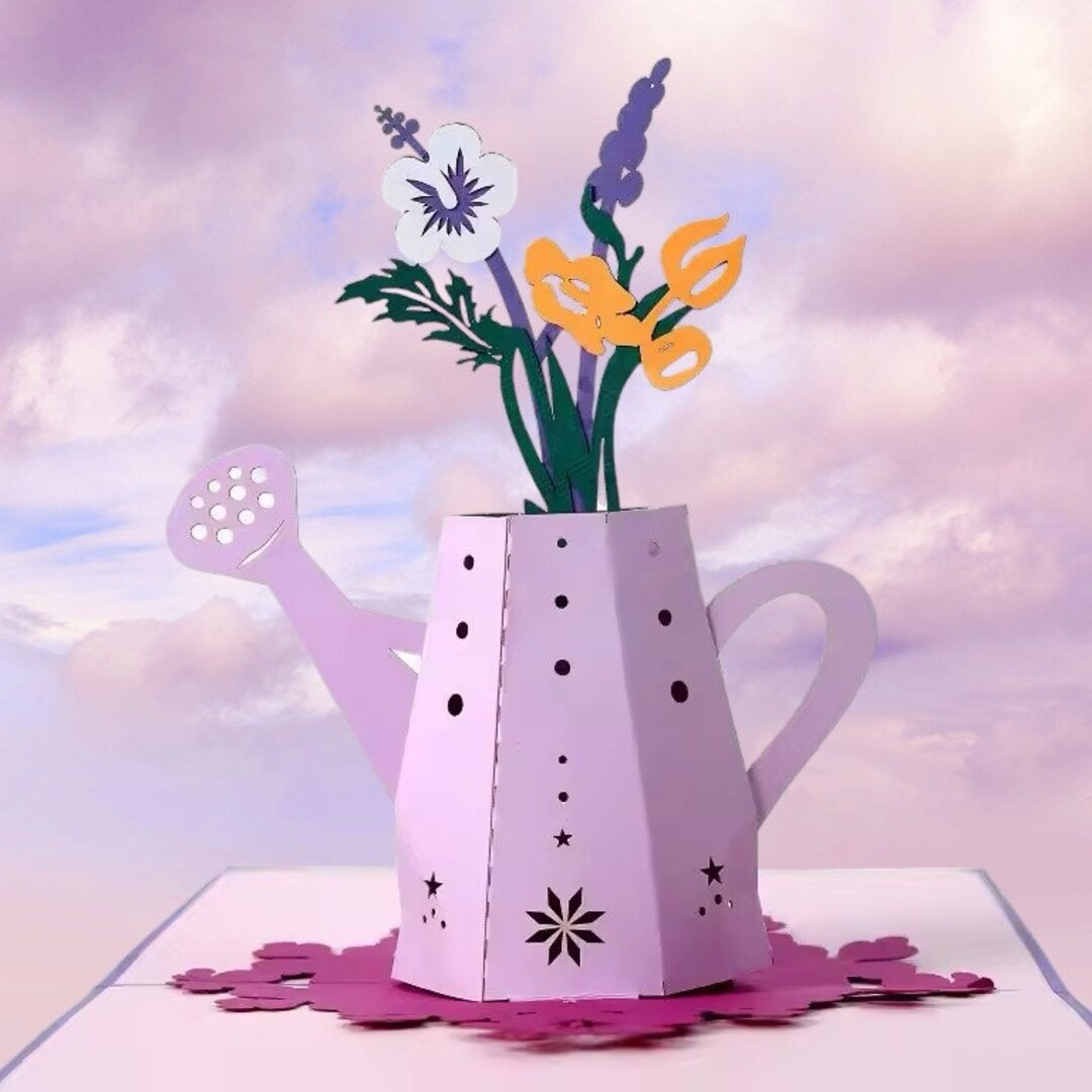 WATERING CAN With FLOWERS Pop up Card 3D Flower Garden Card Gardening ...