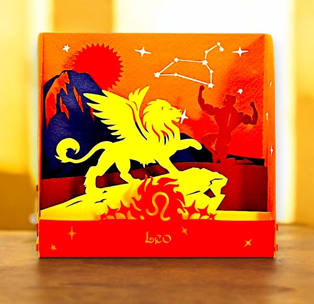 Leo Zodiac Sign Pop up Card: Lion Star Sign, 3D Horoscope - Etsy