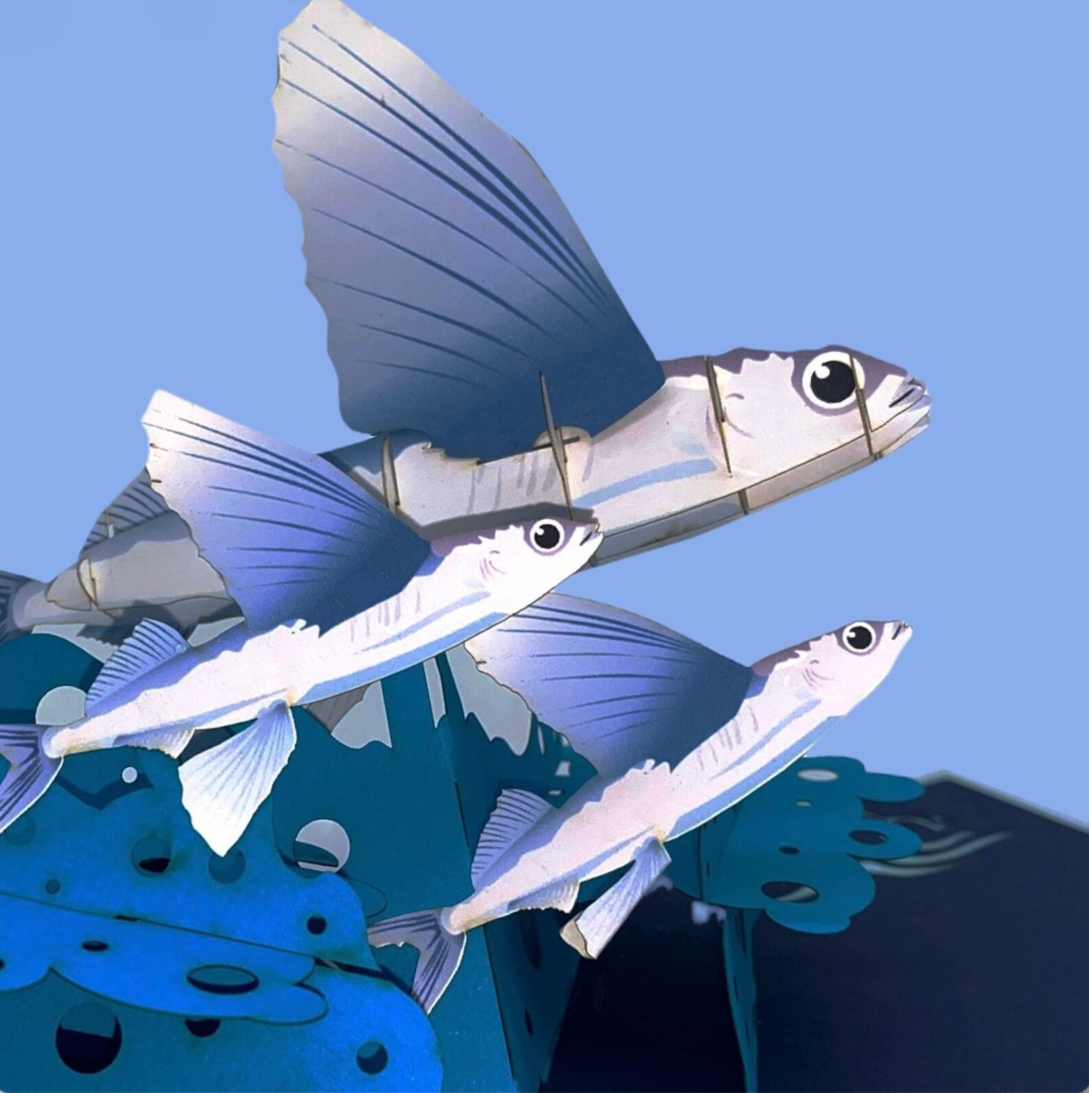FLYING FISH Pop up Card - Life of Pi Card - Hand Assembled Pop up Fish ...