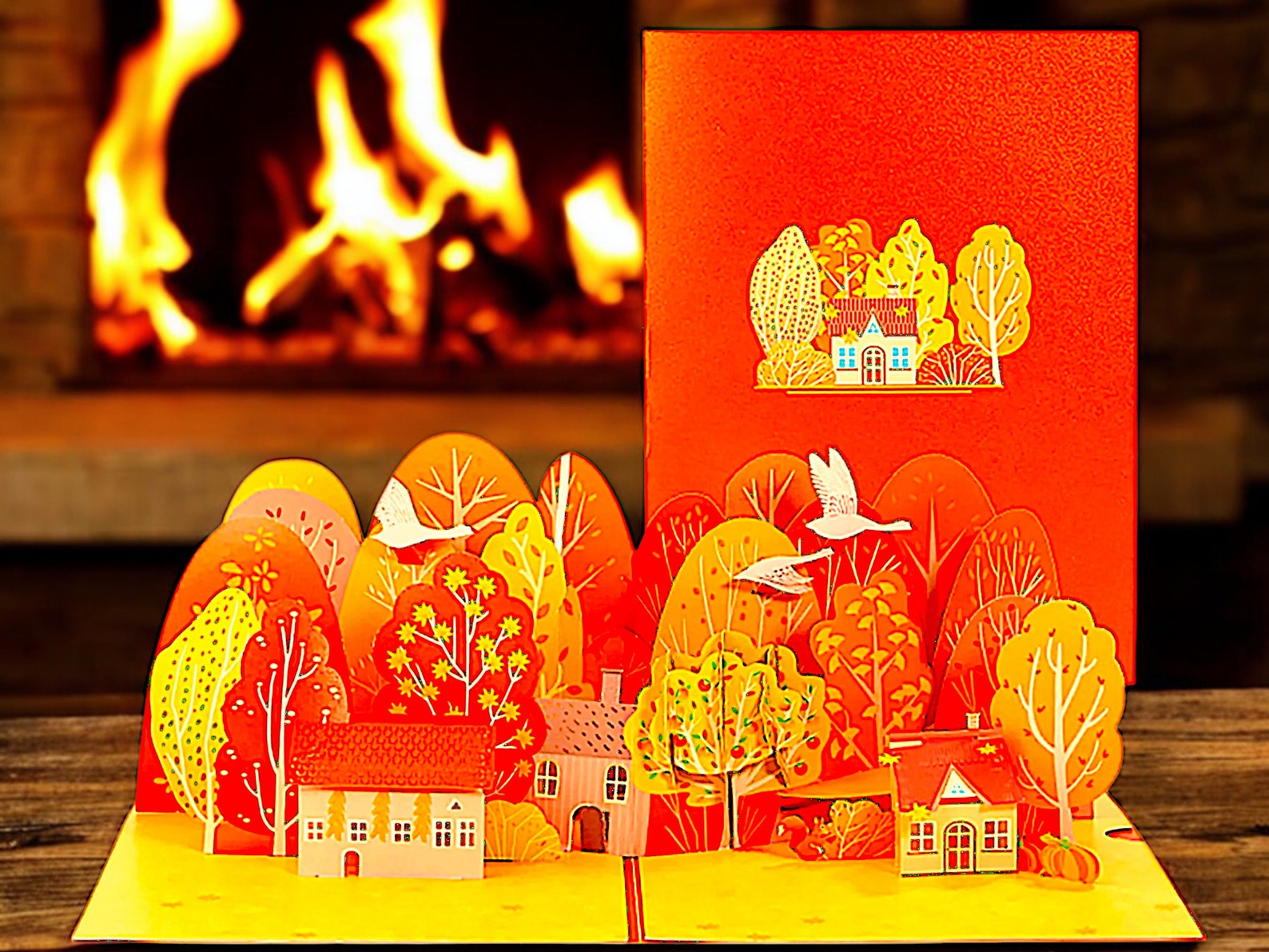 Autumn Cottage Pop up Card: 3D Fall Foliage Blessings, Thanksgiving ...