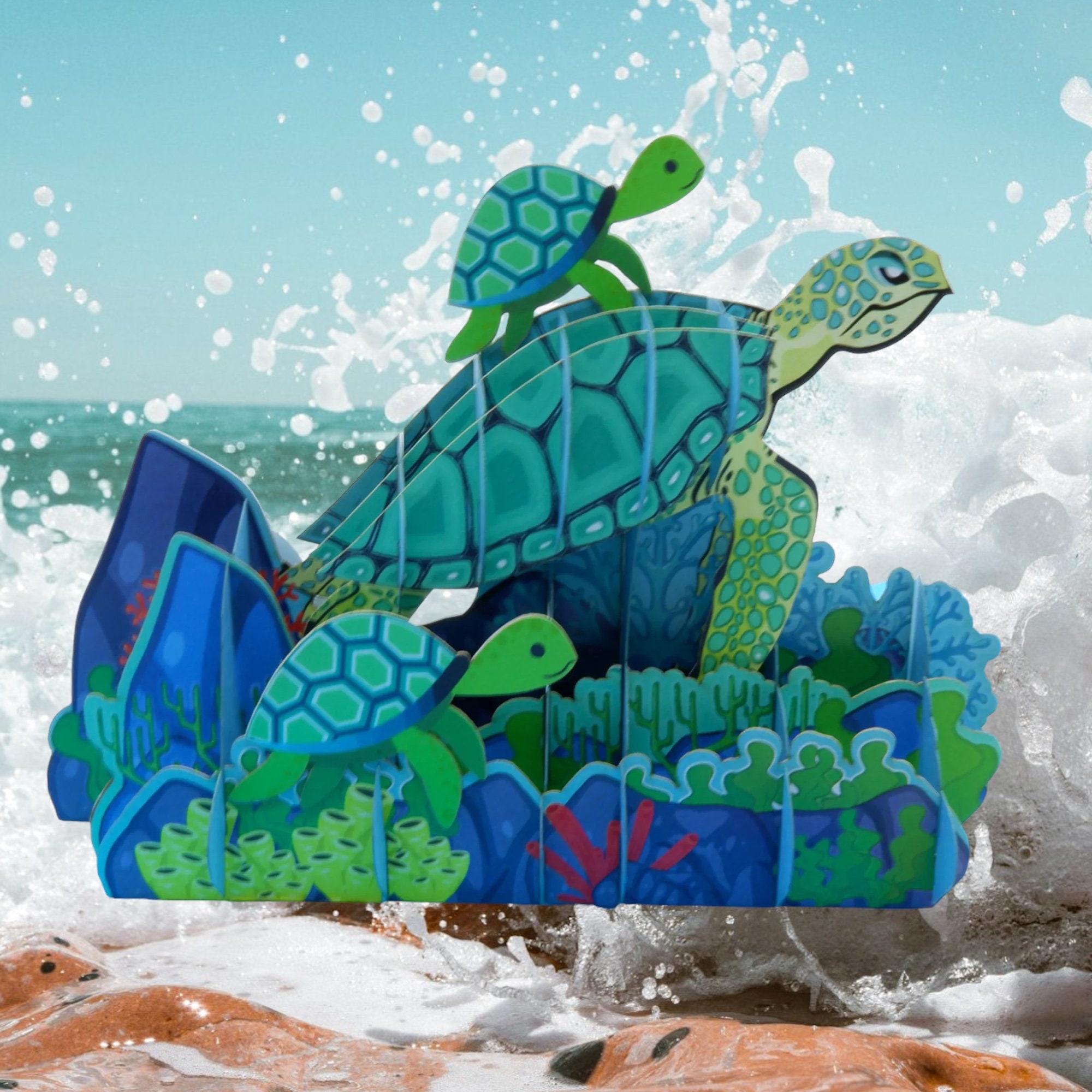 Endangered Sea Turtles Pop up Card 3D Wildlife Conservation Card Help ...